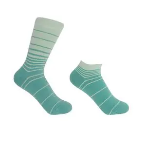 PEPER HAROW - MADE IN ENGLAND Retro Stripe Luxury Crew & Trainer Women’s Socks Bundle - Green