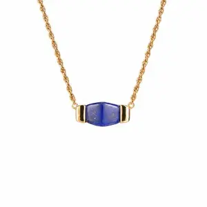 RETRO CHIC Blue / Gold Ishtar Goddess Pendant Necklace