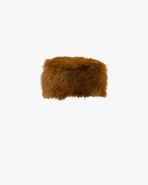 Saint Laurent Pillbox Hat In Shearling - Camel