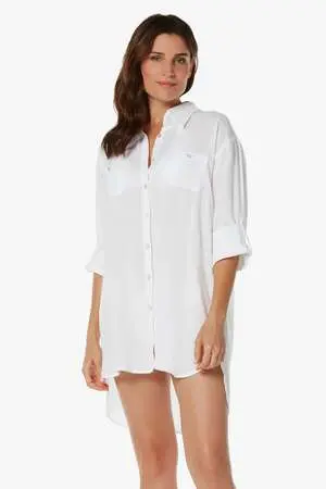 Helen Jon Camp Shirt Cover-up - White