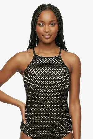 Helen Jon Racerback Tankini - Black Laser Cut