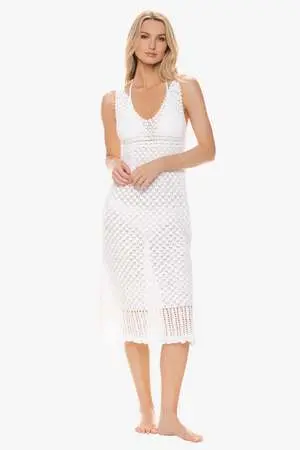 Helen Jon Claudia Crochet Midi Dress White