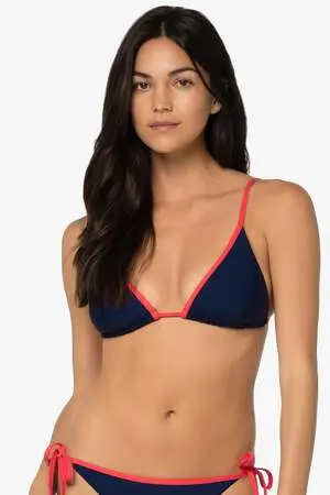 Helen Jon Over The Shoulder String Top Ginger Navy