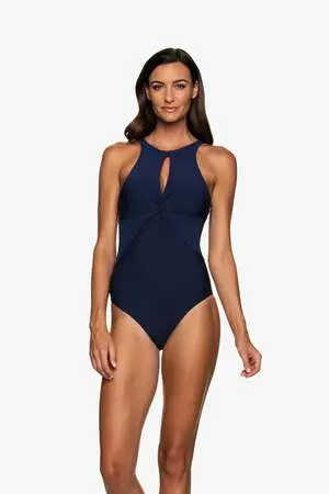 Helen Jon High Neck One-piece Swimsuit - Navy