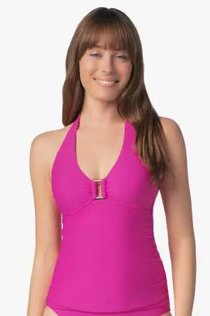 Helen Jon Mara Tortoise Tankini - Crinkle Textured Raspberry