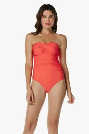 Helen Jon Twist Bandeau One-piece - Coral