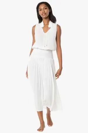 Helen Jon Sleeveless Smocked Dress - White