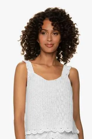 Helen Jon Scallop Crochet Tank - White