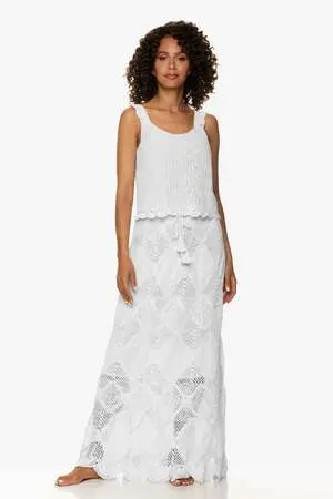 Helen Jon Scallop Crochet Maxi Skirt/bandeau Dress - White