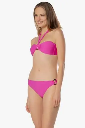 Helen Jon Asymmetrical Tortoise Bottom - Crinkle Textured Raspberry