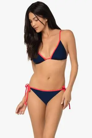 Helen Jon String Bikini Bottom With Binding - Ginger Navy