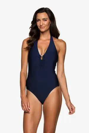 Helen Jon Plunge Tortoise One-piece - Navy