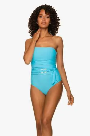 Helen Jon Belted Ring Bandeau One-piece - Sky Blue