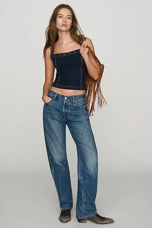 PILCRO Denim Grommet Tank Top