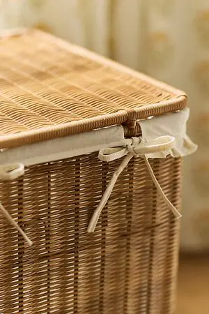Anthropologie Calista Skirted Faux Rattan Hamper