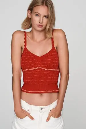 Maeve Scalloped Sweater Tank Top - Red