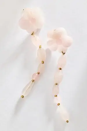 Anthropologie Floral Stone Drop Earrgs - Pink