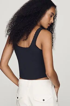 LYREBIRD Scalloped Scoop Tank Top - Black