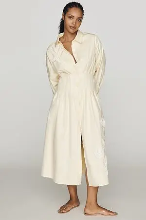 English Factory Pleated Midi Shirtdress - Yellow