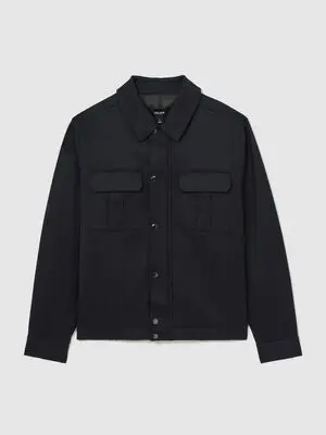 REISS Americas Lyocell-cotton Twill Bomber Jacket - Navy