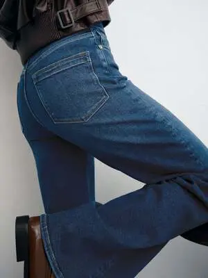 REISS Jas Cotton-modal Wide-leg Jeans - Mid Blue
