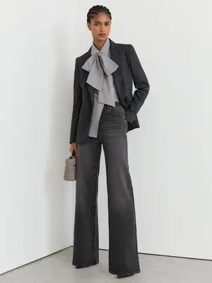 REISS Jas Cotton-modal Wide-leg Jeans - Washed Grey