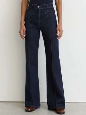 REISS Claude Pintuck Detail Flared Jeans - Dark Blue