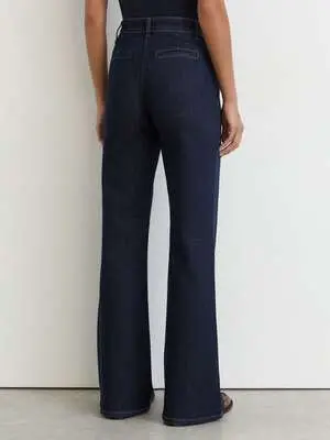 REISS Claude Pintuck Detail Flared Jeans - Dark Blue