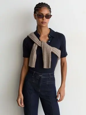 REISS Claude Pintuck Detail Flared Jeans - Dark Blue