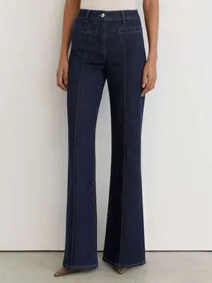 REISS Claude Pintuck Detail Flared Jeans - Dark Blue