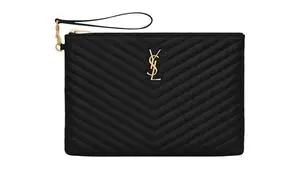 Saint Laurent Cassandre Matelasse Leather Tablet Pouch - Black