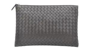 Bottega Veneta Intrecciato Nappa Zipped Clutch Pouch - Black