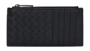 Bottega Veneta Intrecciato Zip Card Case - Black