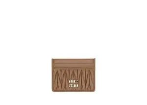 Miu Miu Matelasse Nappa Leather Card Holder - Caramel