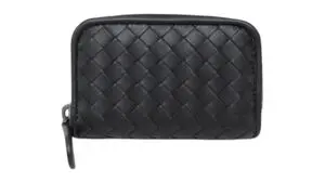 Bottega Veneta Intrecciato Zipper Coin Purse Wallet - Black