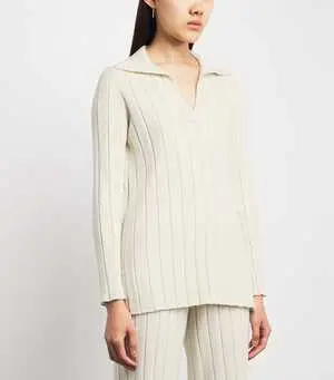 Colombo Cashmere Ribbed Polo Sweater