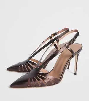 MALONE SOULIERS Metallic Leather Janette Slingback Pumps 90