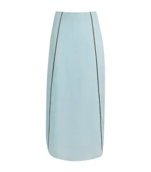 Lug Von Siga Linen Mila Midi Skirt - Blue