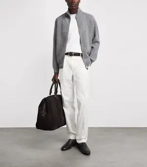 Canali Wool-cashmere High-neck Zip-up Cardigan