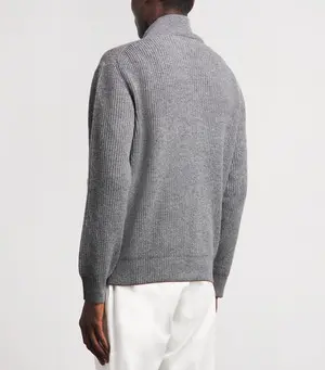Canali Wool-cashmere High-neck Zip-up Cardigan