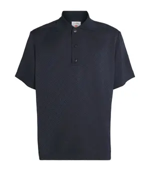 Casablanca Monogram-jacquard Polo Shirt - Navy
