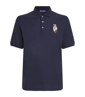 Ralph Lauren Purple Label Cotton-cashmere Polo Bear Polo Shirt - Navy