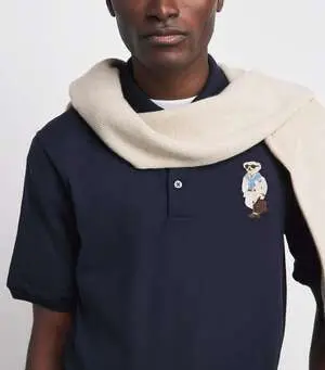 Ralph Lauren Purple Label Cotton-cashmere Polo Bear Polo Shirt - Navy