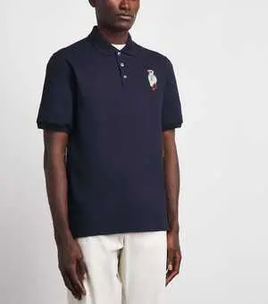 Ralph Lauren Purple Label Cotton-cashmere Polo Bear Polo Shirt - Navy