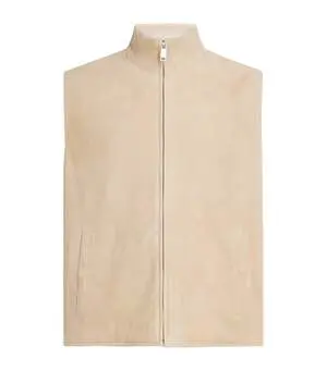 Ralph Lauren Purple Label Lambskin-silk-linen Reversible Gilet - Beige