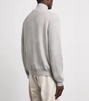 Ralph Lauren Purple Label Stretch-silk-cotton Quarter-zip Sweater