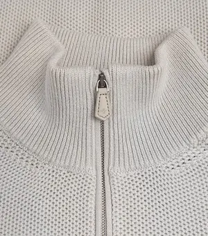 Ralph Lauren Purple Label Stretch-silk Cotton Quarter-zip Sweater - Grey