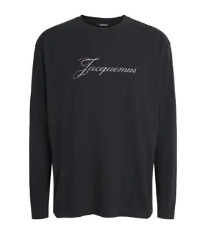 Jacquemus Cotton-hemp Logo Long-sleeve T-shirt - Black