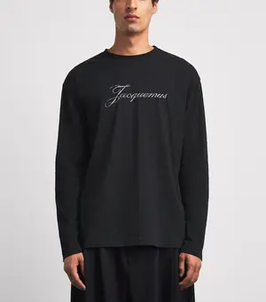 Jacquemus Cotton-hemp Logo Long-sleeve T-shirt - Black