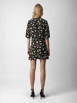 Zadig&Voltaire Rozom Soft Crinkle Roses Dress